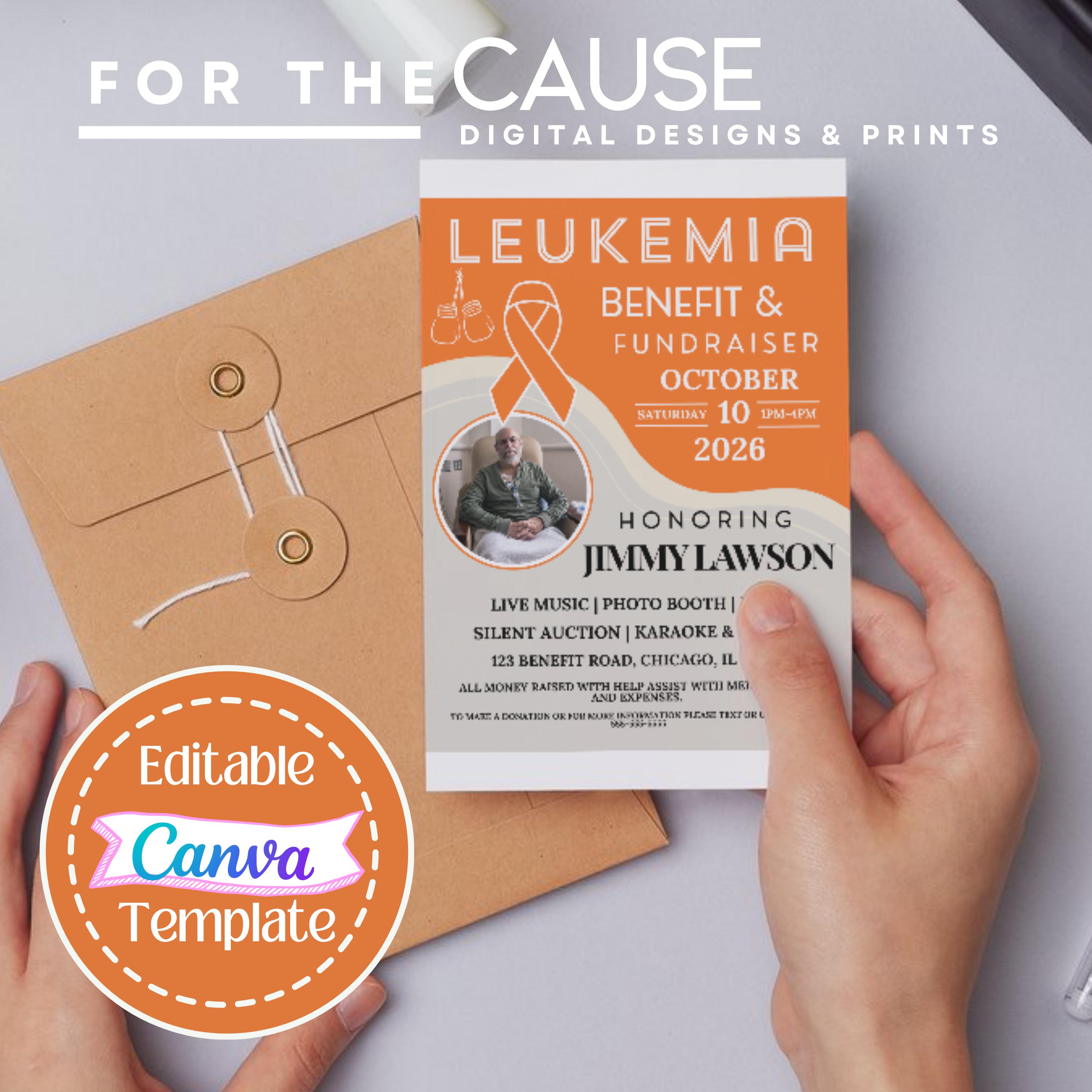 Leukemia Fundraiser Flyer Template | Editable Canva, Orange Ribbon ...