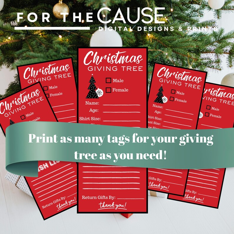 Editable Christmas Holiday Giving Tree Flyer & Gift Tag Set | Holiday ...
