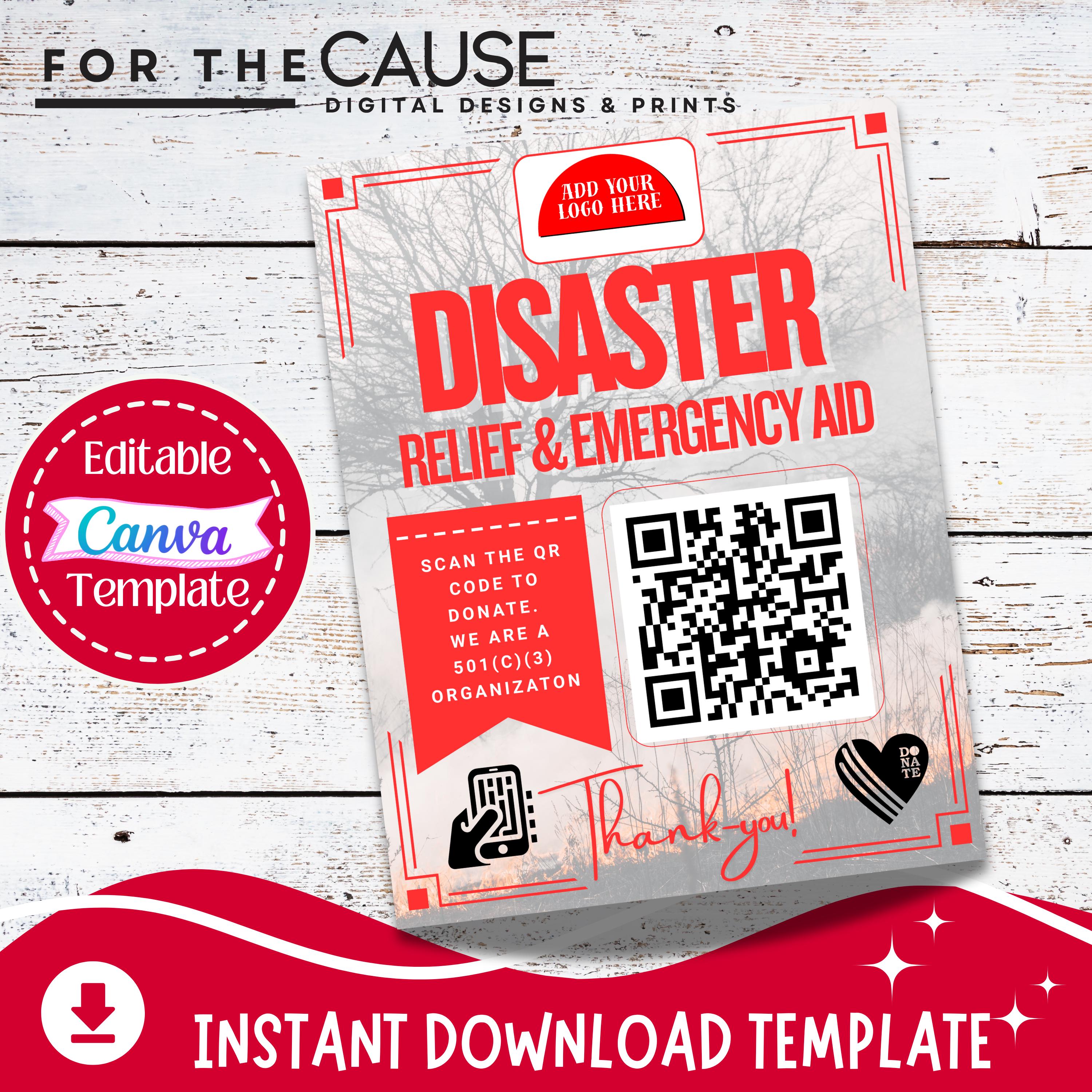 Disaster Relief Flyer Template: QR Code, Nonprofit Donation Canva ...