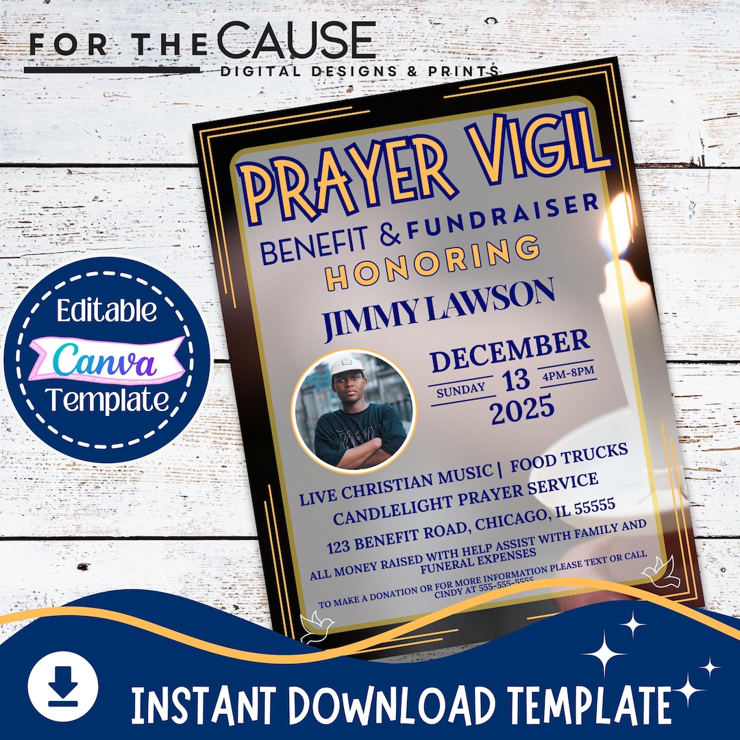 Prayer Vigil Fundraiser Flyer Template | Editable Benefit Event Poster ...