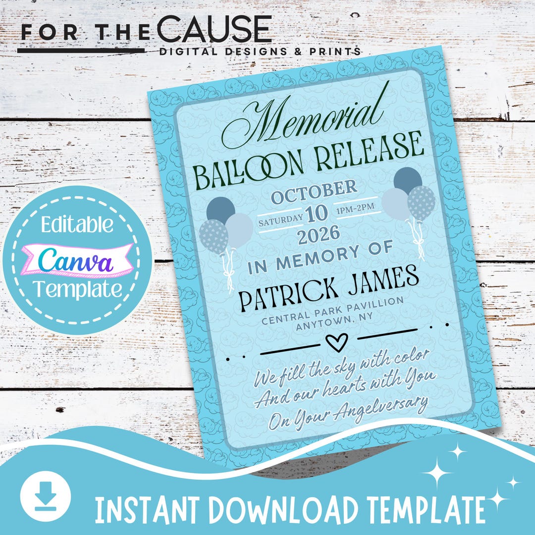 Memorial Balloon Release Template | Infant & Child Loss Angelversary ...