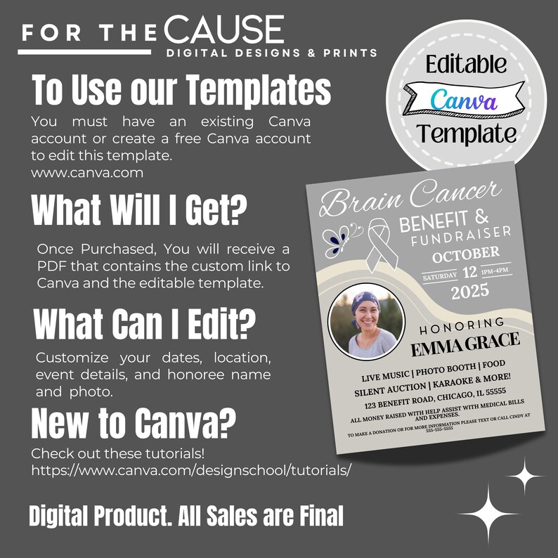 Brain Cancer Fundraiser Flyer Benefit Template With Photo Brain Cancer ...