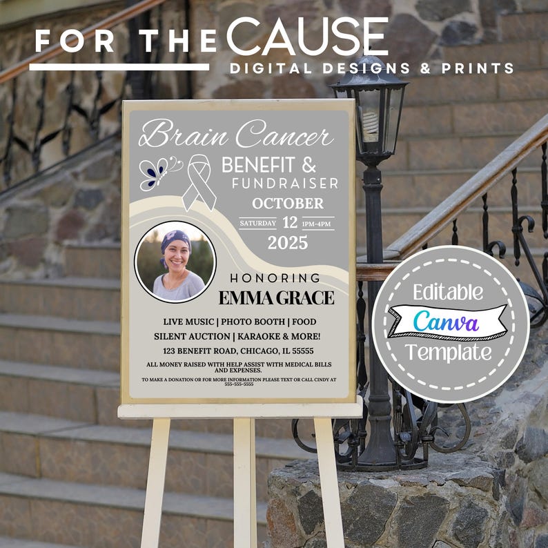 Brain Cancer Fundraiser Flyer Benefit Template With Photo Brain Cancer ...