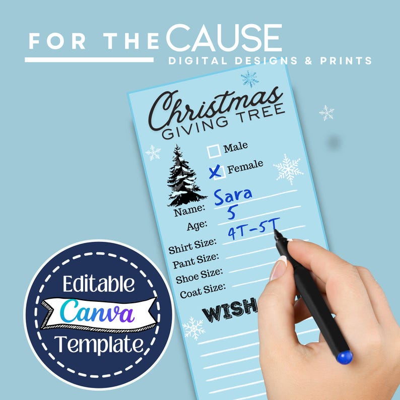 Editable Christmas Holiday Giving Tree Flyer & Gift Tag Set | Holiday ...