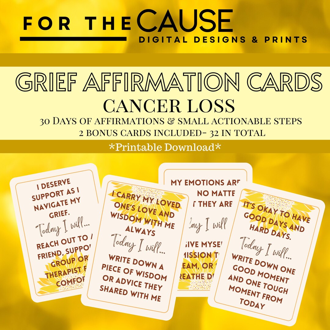 Affirmation Cards for Cancer Loss With Actionable Healing Steps Comfort ...