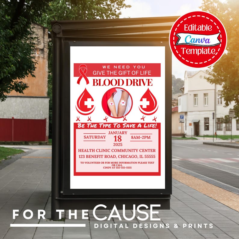 Editable Canva Template for Blood Donation Drive | Modern Flyer Design ...