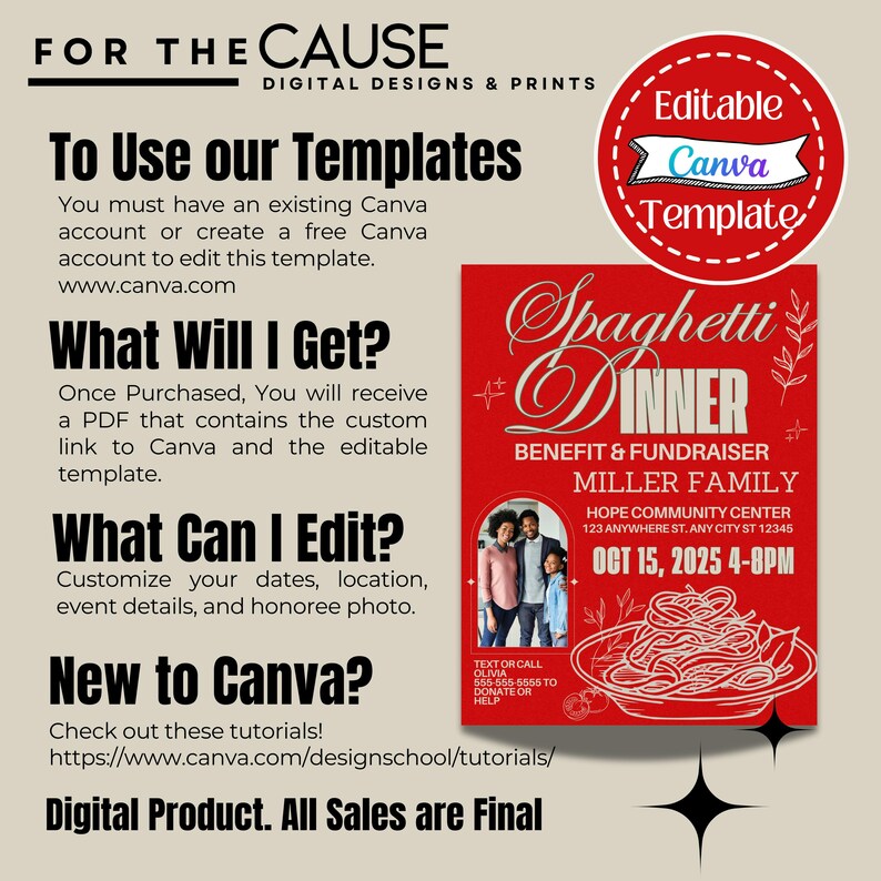 Elegant Spaghetti Dinner Fundraiser Flyer Template | Modern Editable ...