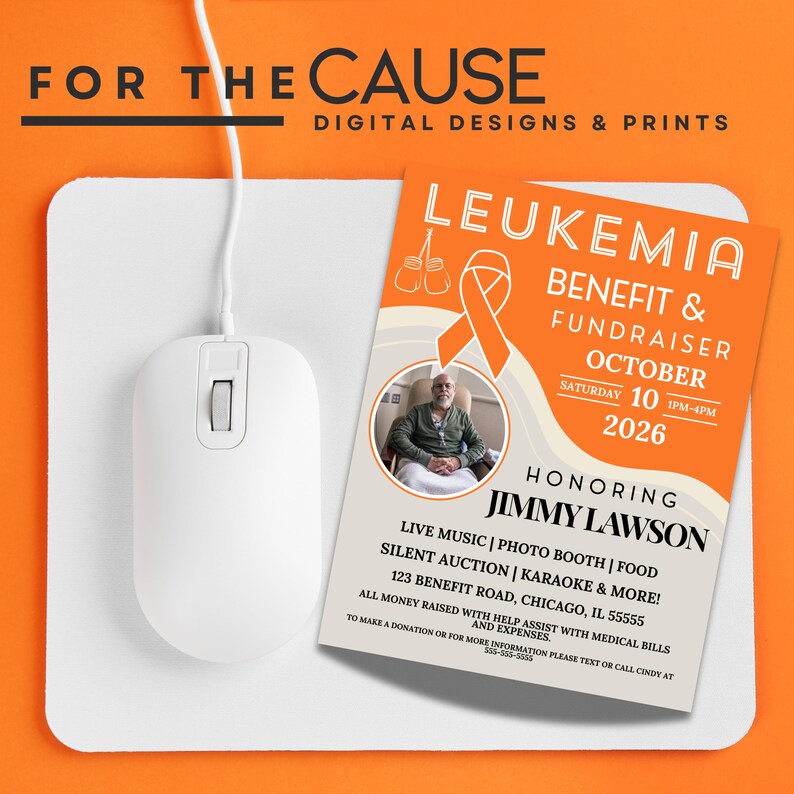 Leukemia Fundraiser Flyer Template | Editable Canva, Orange Ribbon ...