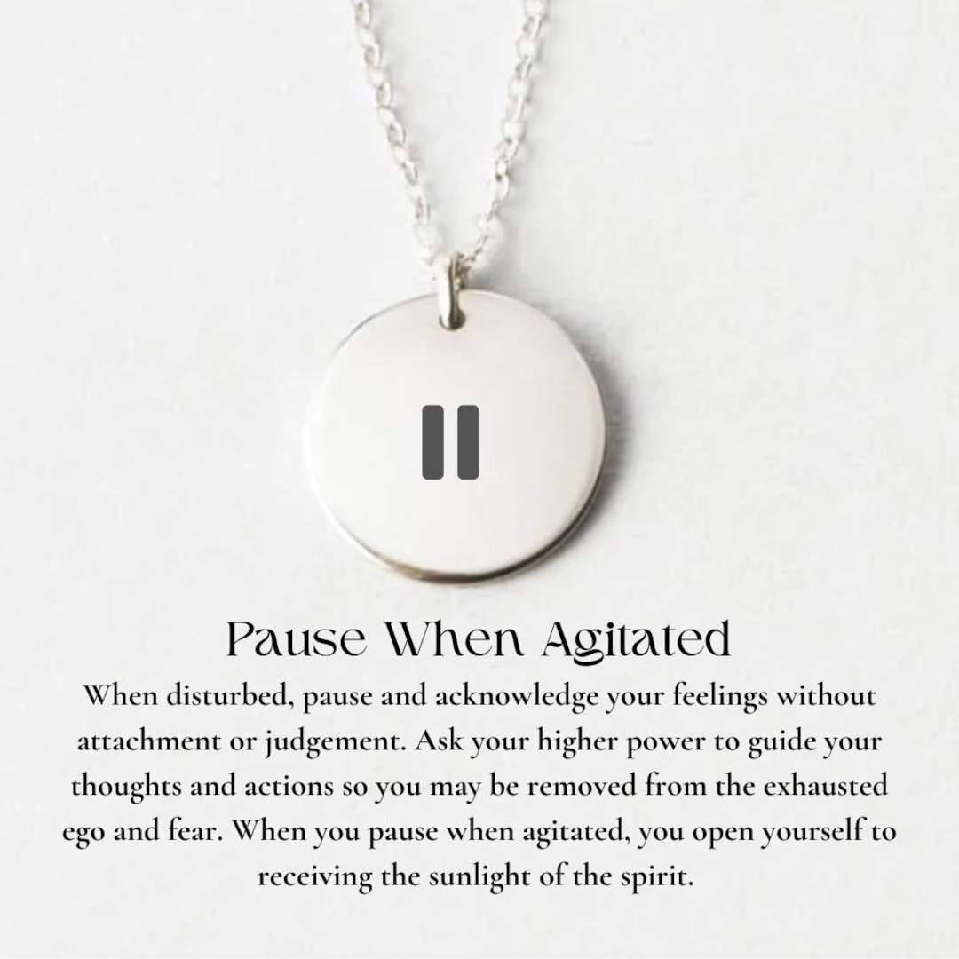 Pause When Agitated Necklace, Pause, AA Gift, 12 Steps Gift, Recovery ...