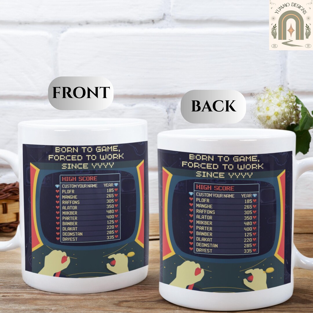 Custom Gamer Mug - Born to Game Since YYYY, Gamer Gift, Vintage Coffee ...