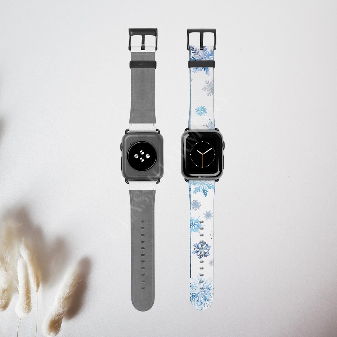 Winter Snowflake Apple Watch Band | Faux Leather Frost Pattern - Etsy