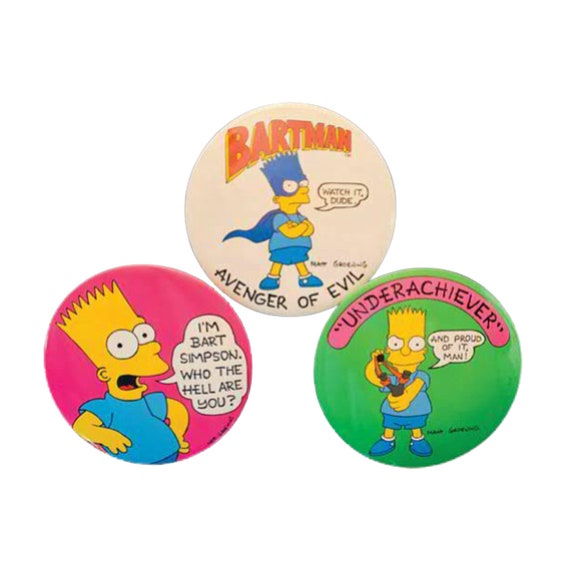 BART Simpson Giant BUTTON Unused 80s Vintage The Simp… - Gem
