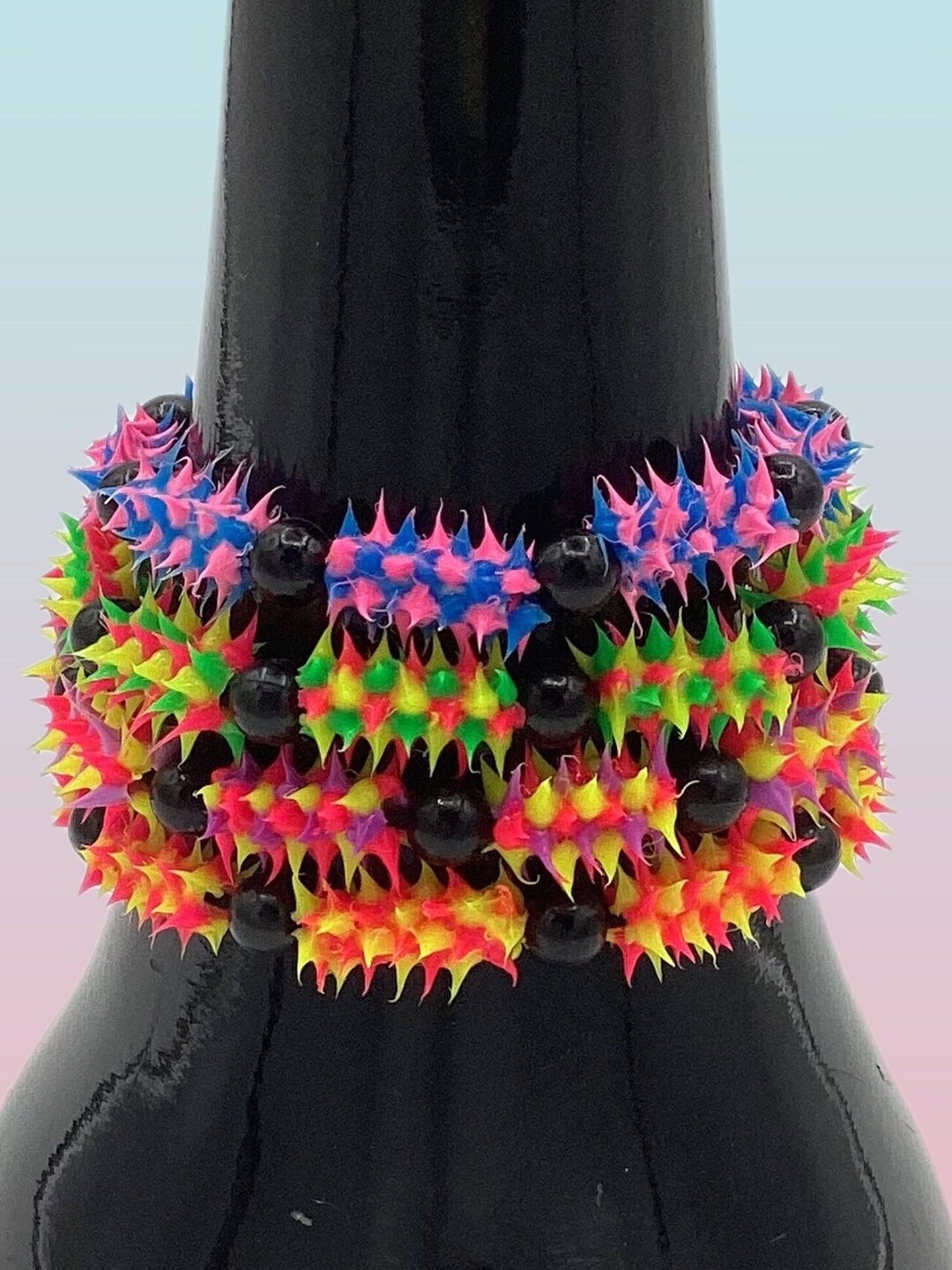 90s Y2K Spike Rave Bracelet 4 PC NEON Fantasy Color Combos Purple Blue ...