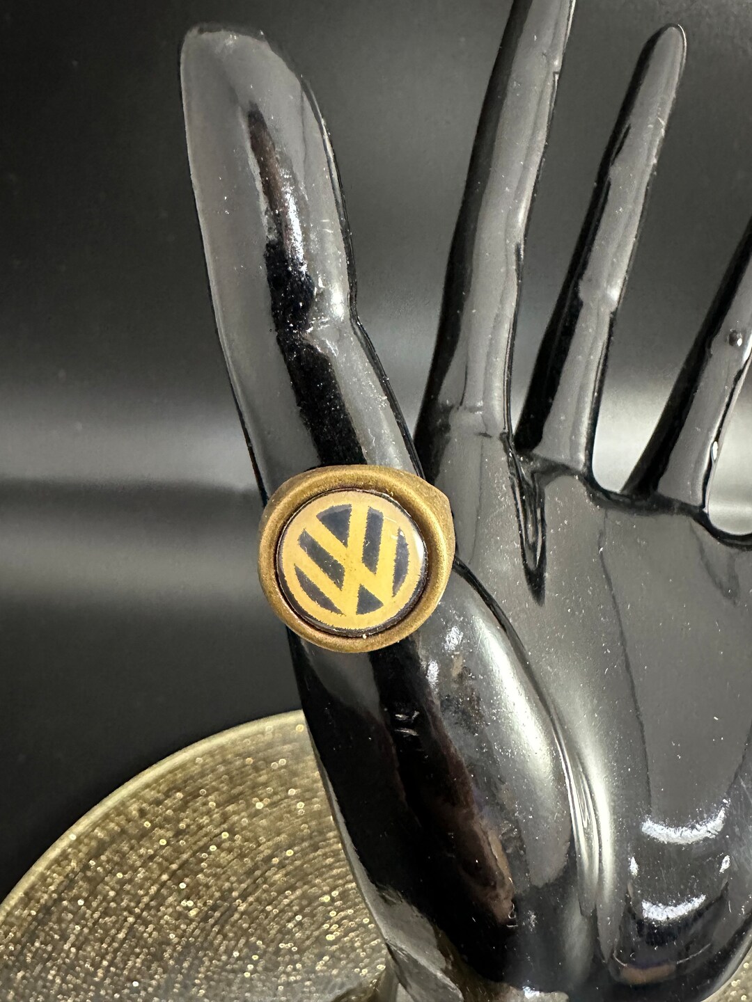 Vintage Ring Volkswagen 1980s Ring NOS Matte Brass Adjustable Classic ...