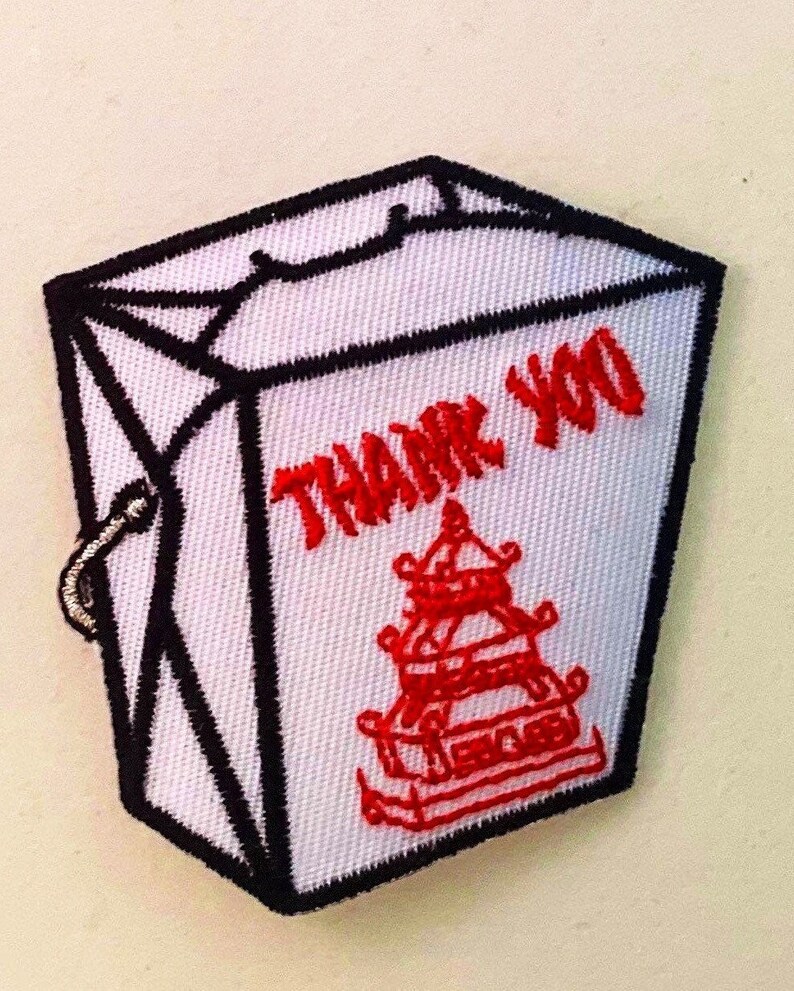 Thank You Patch Chinese Take Out UNUSED Iron on Sew on Cloth Patch Kitsch Novelty Appliqué DIY ...