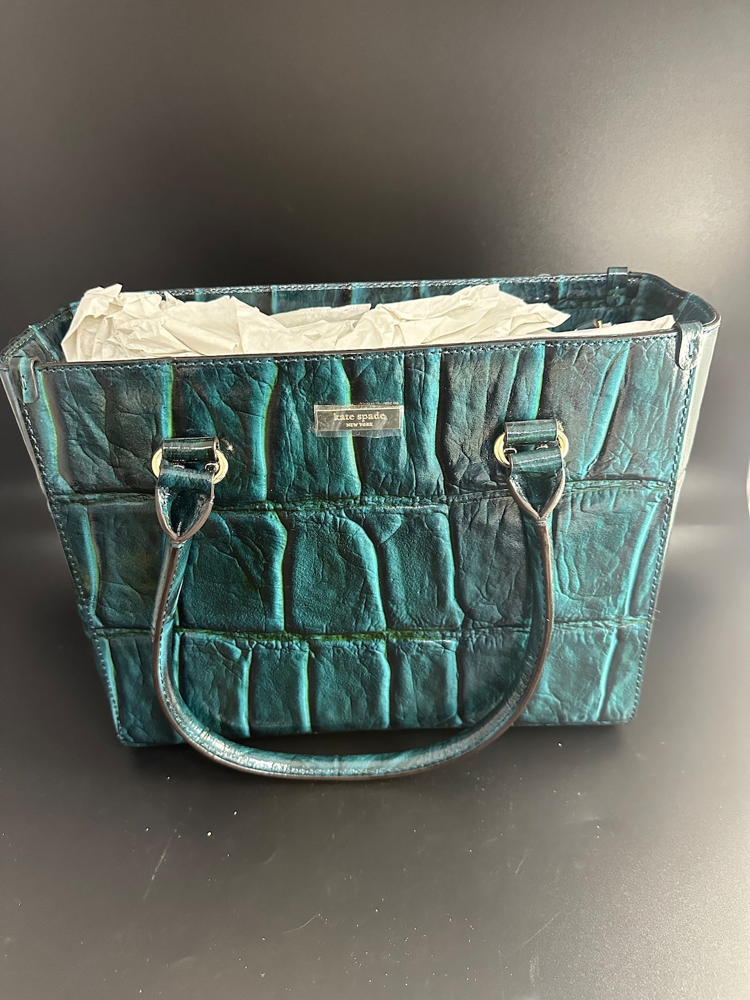 NWT Blue Kate Spade Crocodile Pattern Purse Teal Handbag - Etsy