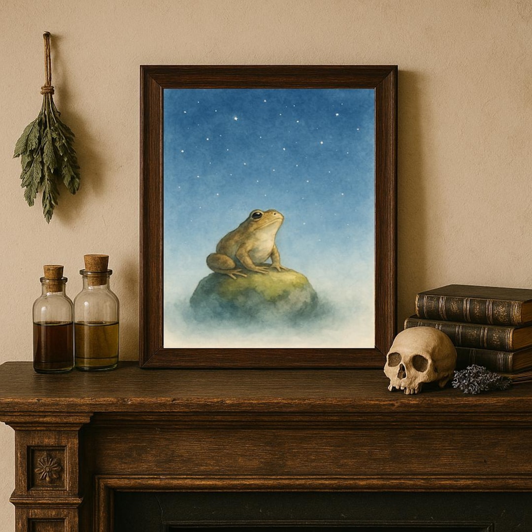 Toad Stargazer Watercolor Print | Whimsical Minimalist Animal Wall Art ...