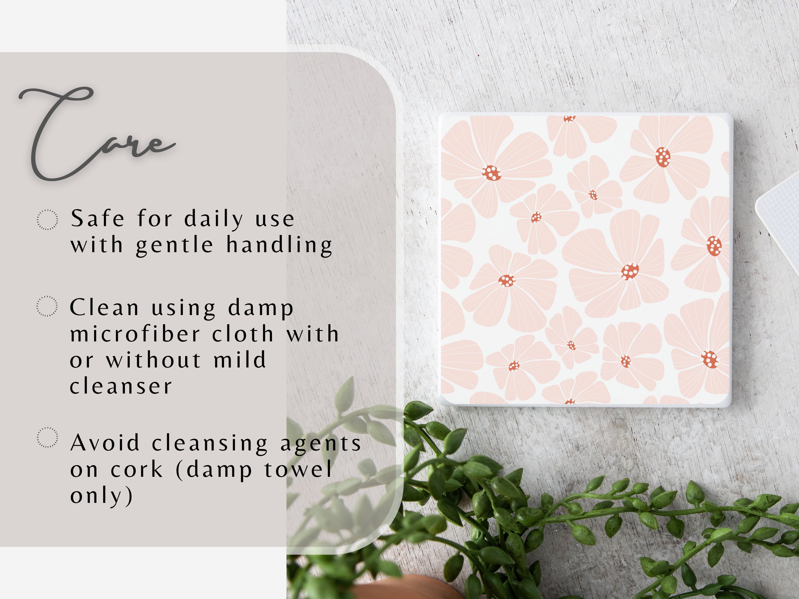 Arsty Aesthetic Floral Coaster Set Square, Mothers Day Flower Gift ...