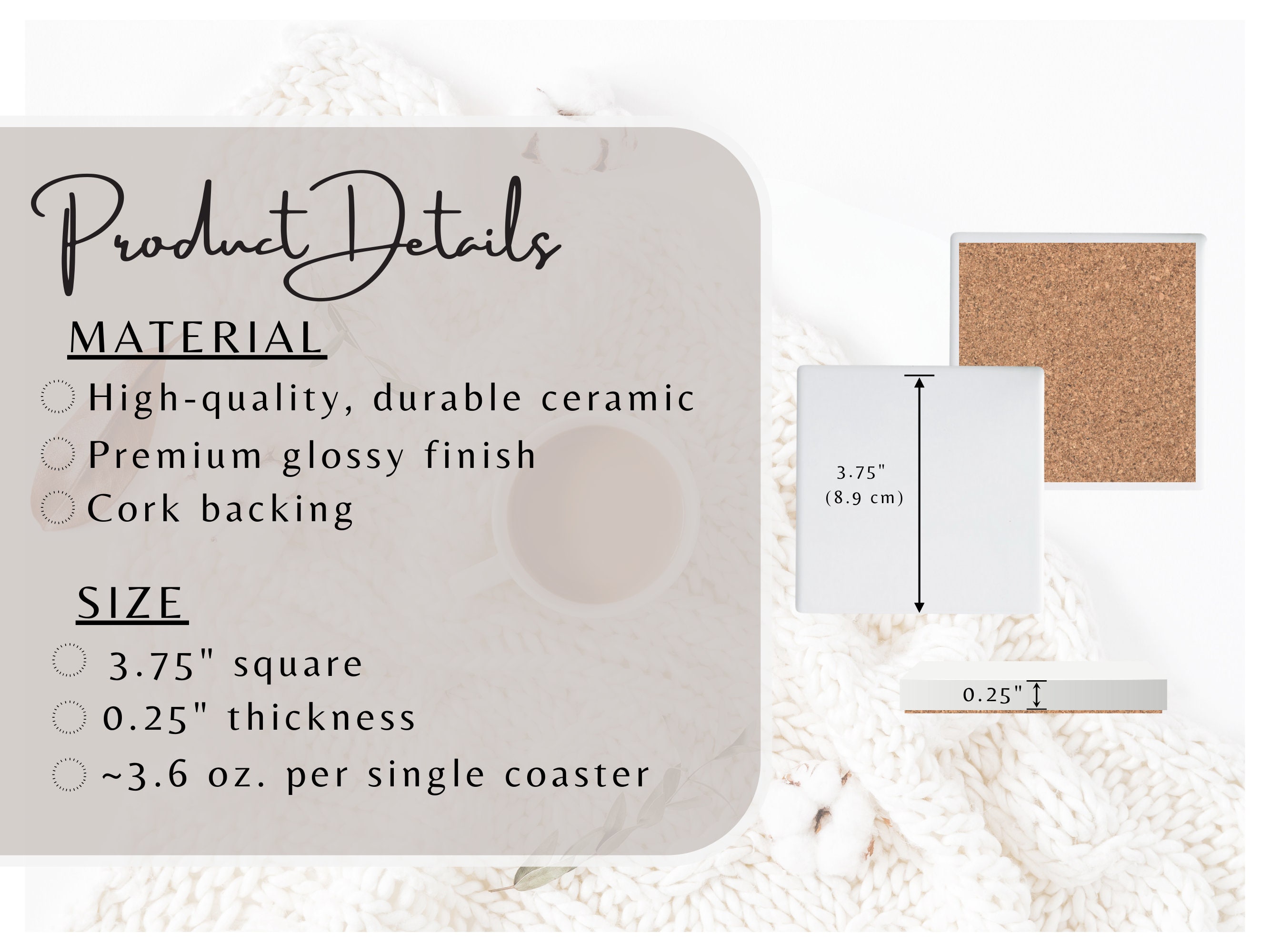 Artsy Aesthetic Watercolor Cactus Ceramic Coasters, Handmade Boho ...