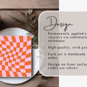 Artsy Retro 70s Checker Coaster Set, Vintage Funky Colorful Ceramic ...