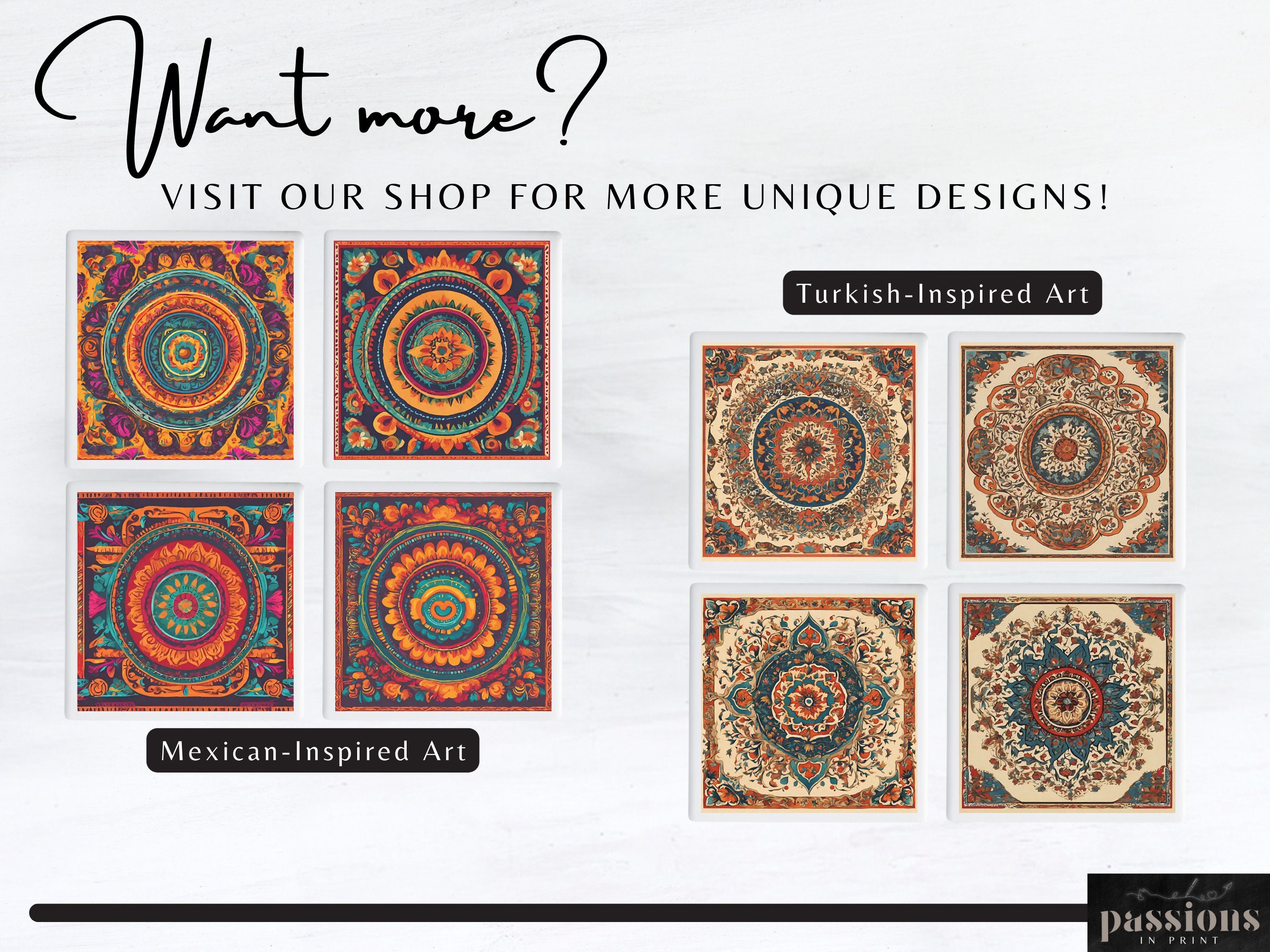 Colorful Mediterranean Cultural Art Coasters Handmade, Mothers Day Gift ...