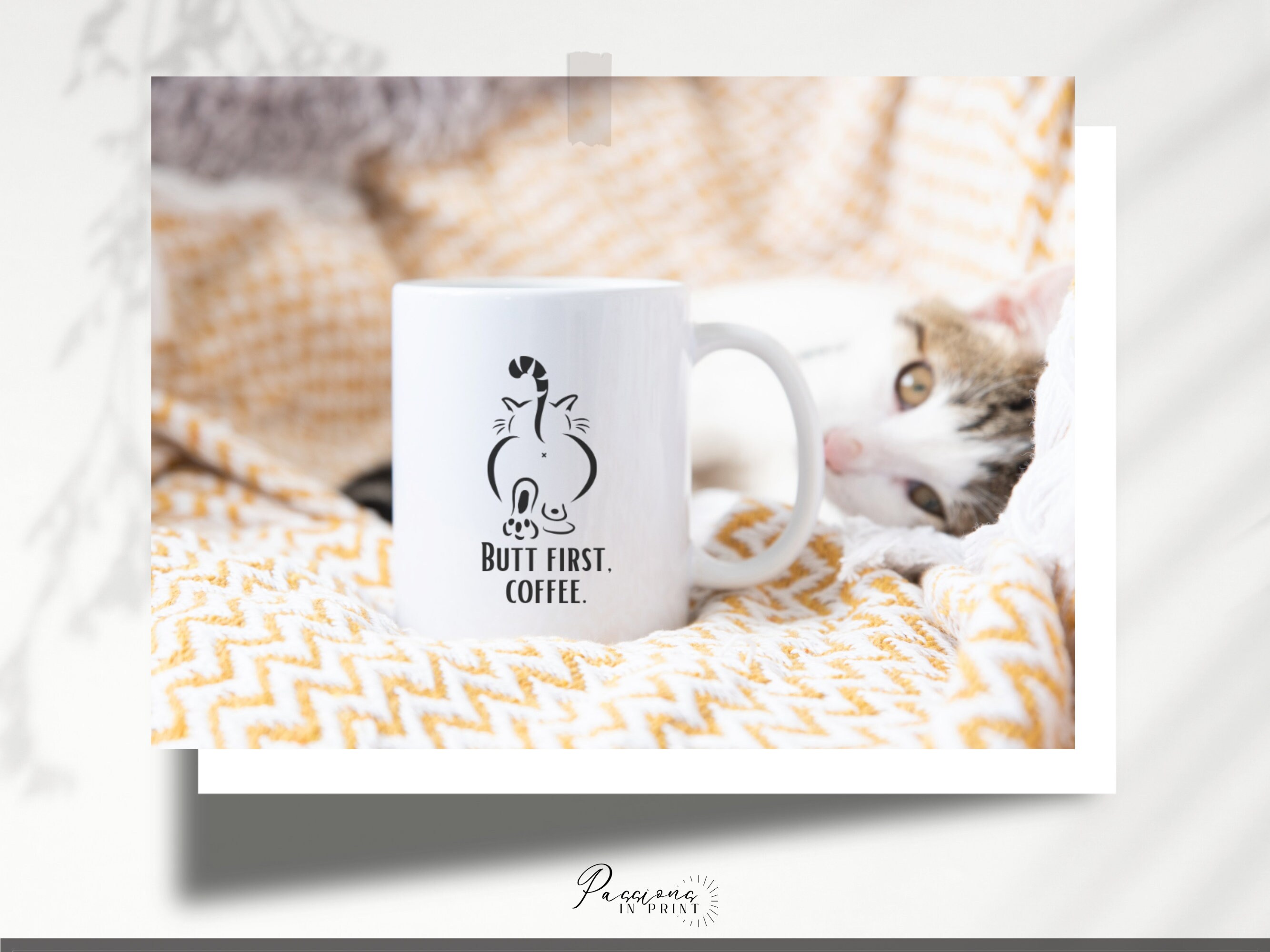 Funny Cat Butt Mug, Handmade Cat Mug, Unique Cat Lover Gift, Butt First ...