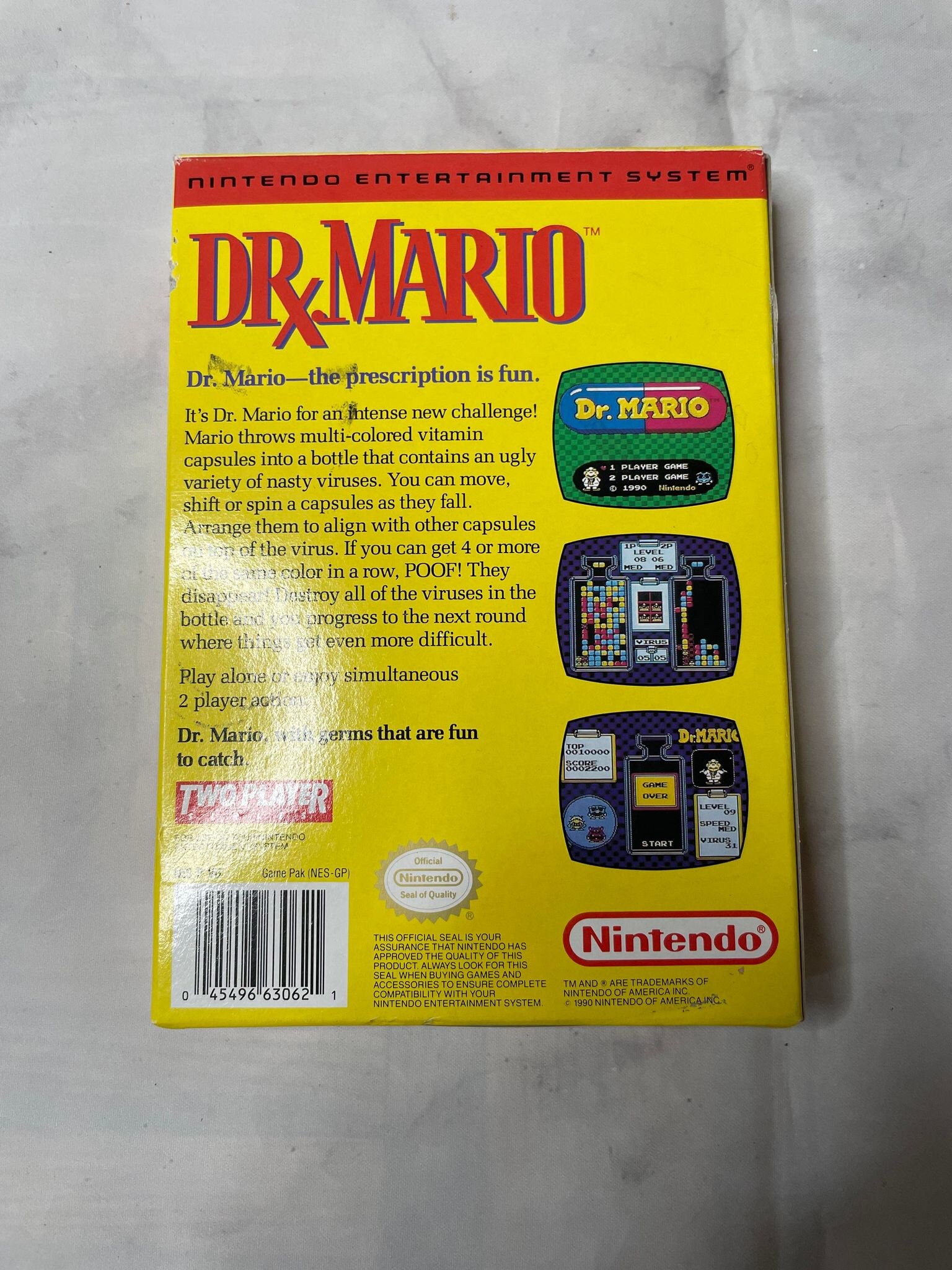 Dr Mario Video Game nintendo, NES 1990 Complete CIB W/ Box, Manual ...