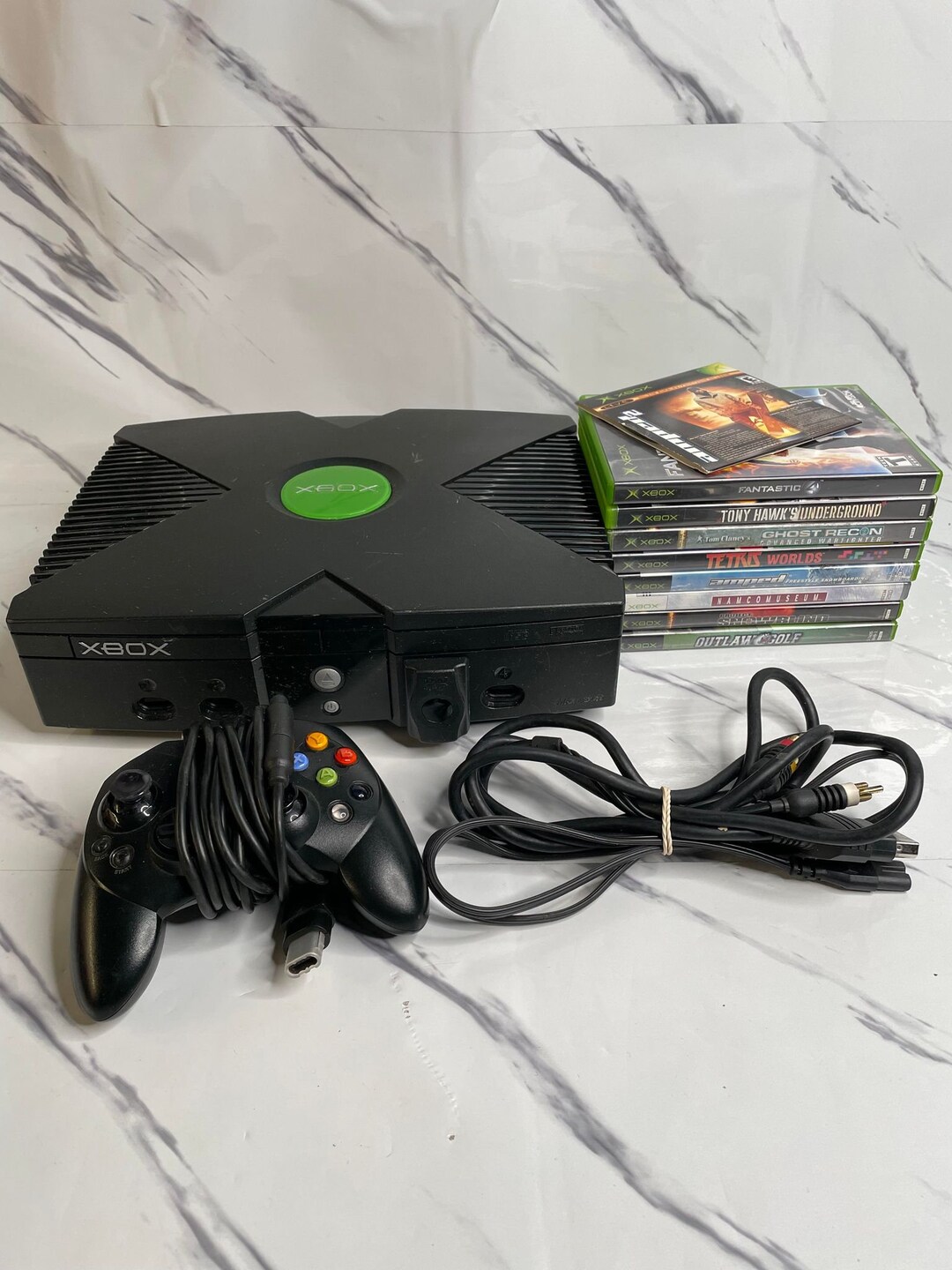 Original Xbox Microsoft Video Game Console Bundle W/ 8 Games Tested ...