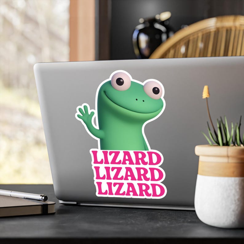 Lizard Button Meme Sticker Viral Tiktok Lizard,satin Finish, Laptop ...