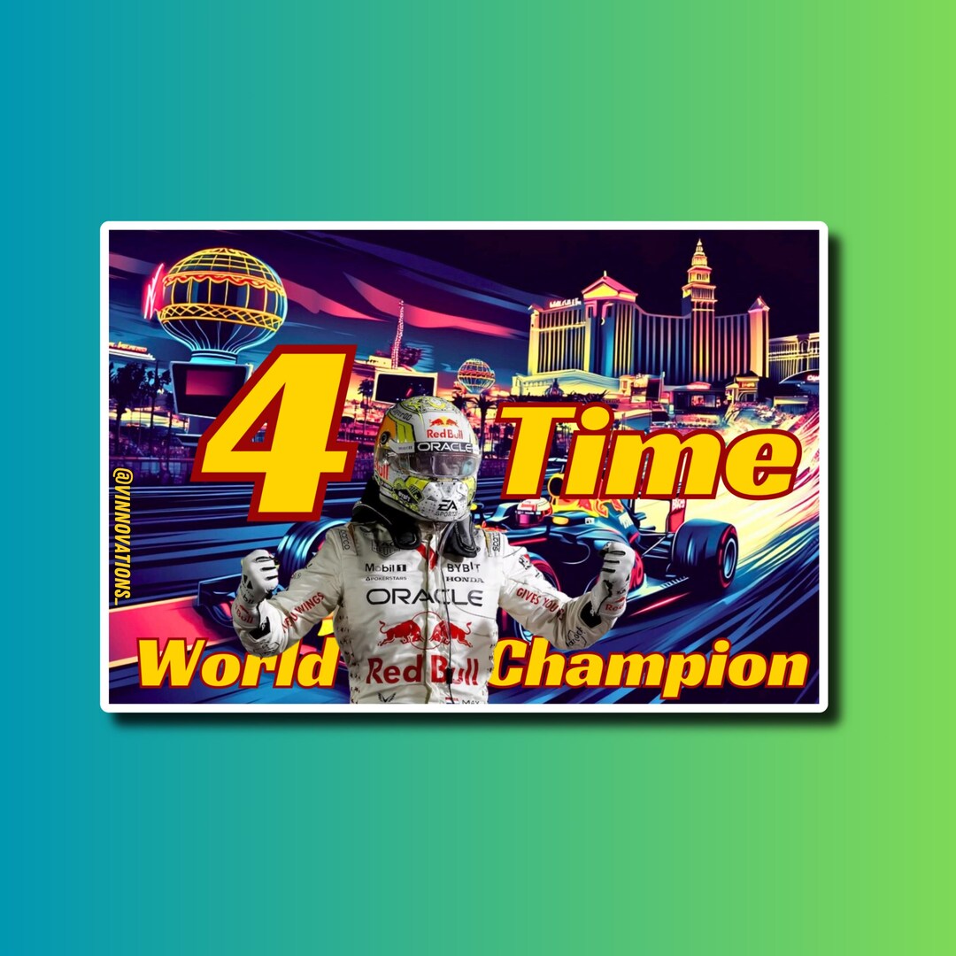 Max Verstappen 4 Time World Champion Decorative Sticker for Laptops and ...