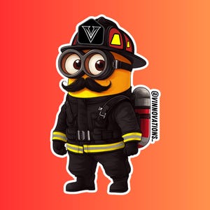 Minion Firefighter Decorative Sticker for Laptops and Hydroflask ...