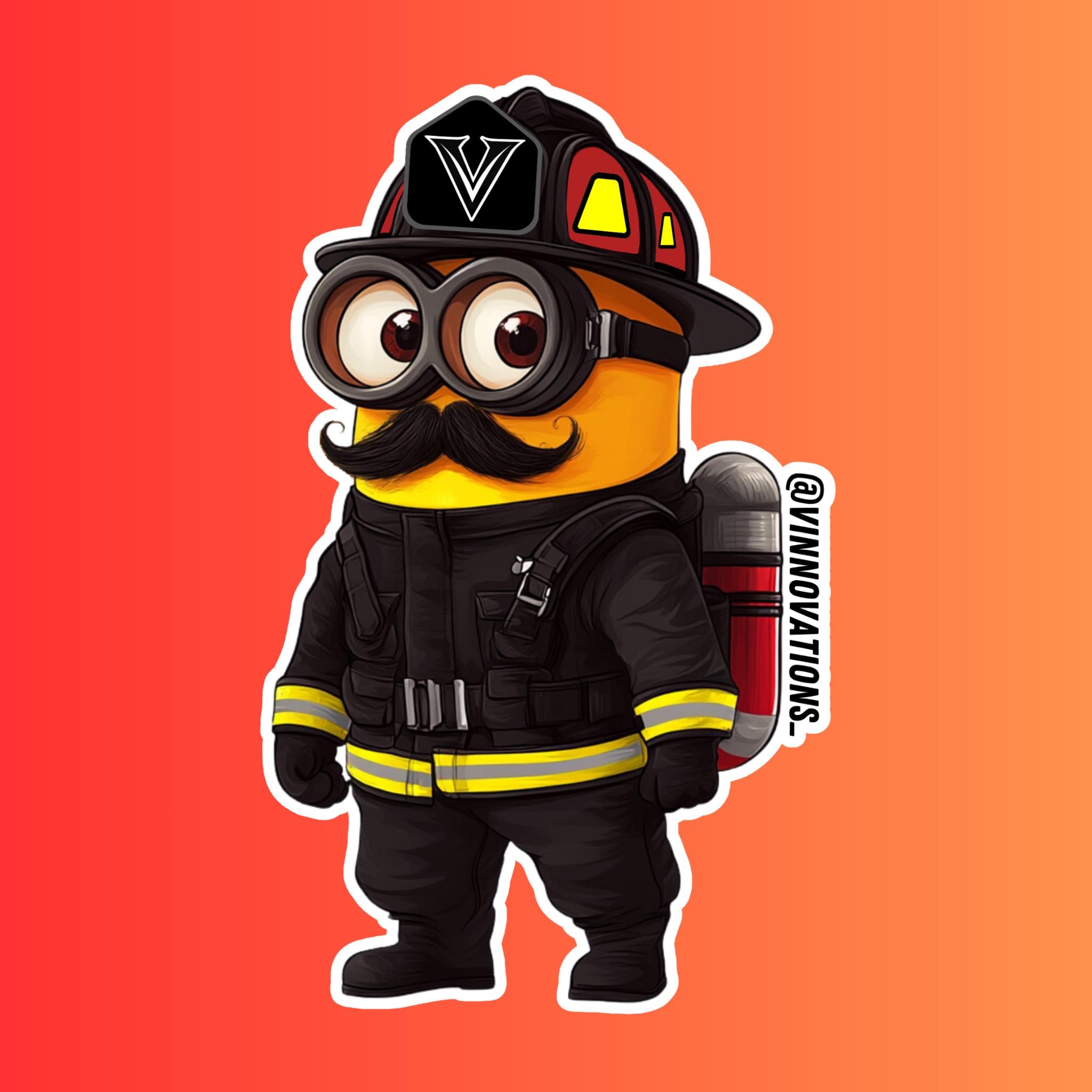 Minion Firefighter Decorative Sticker for Laptops and Hydroflask ...