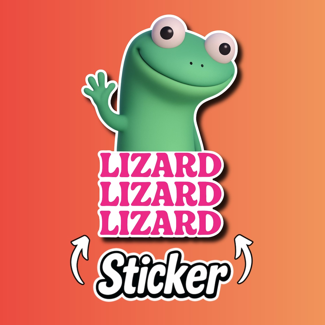 Lizard Button Meme Sticker Viral Tiktok Lizard,satin Finish, Laptop ...
