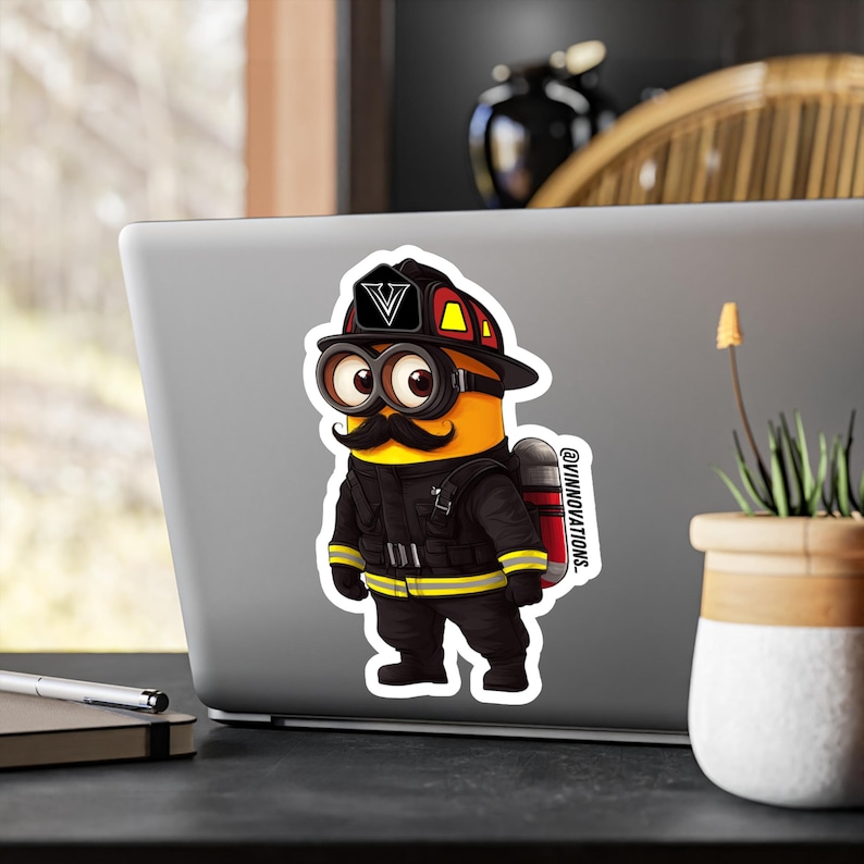Minion Firefighter Decorative Sticker for Laptops and Hydroflask ...