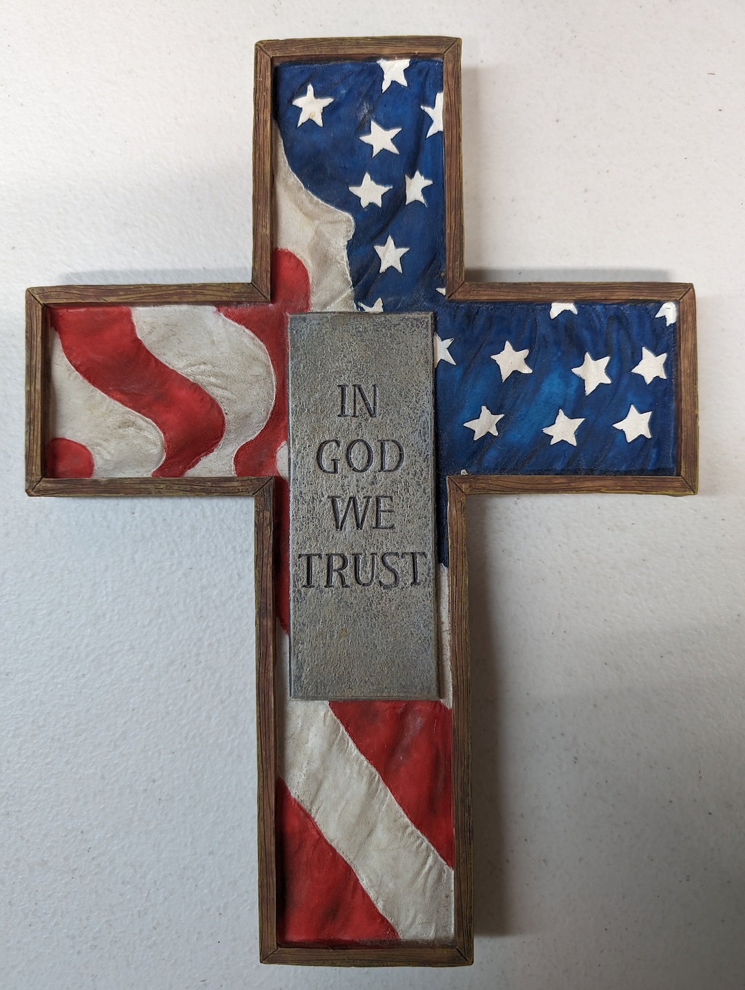 Cross-in God We Trust Hanging Cross With American Flag - Etsy