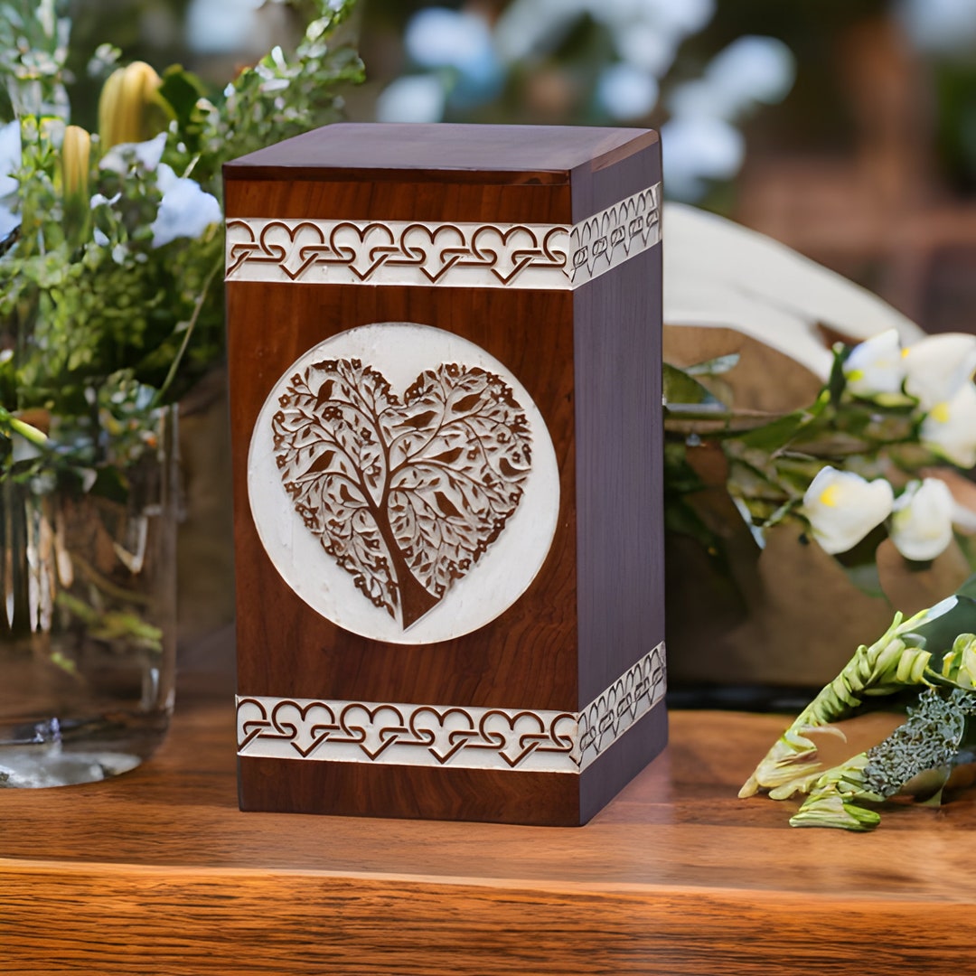 Rosewood Tree of Life Wooden Memorie Box Urn for Pets Ashes Human Ashes ...