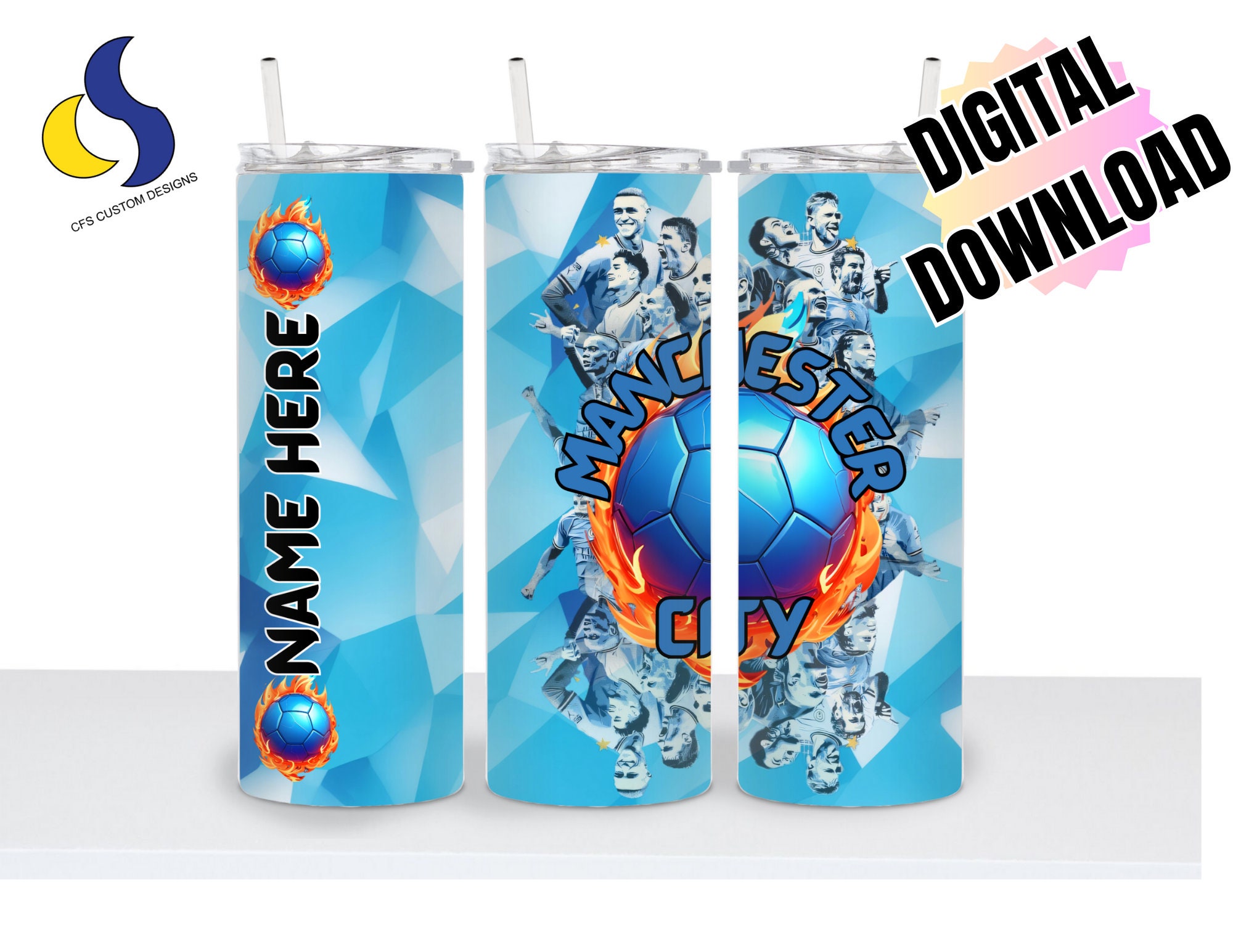 Support for Your Favorite Sky Blue and White Manchester Football/soccer ...