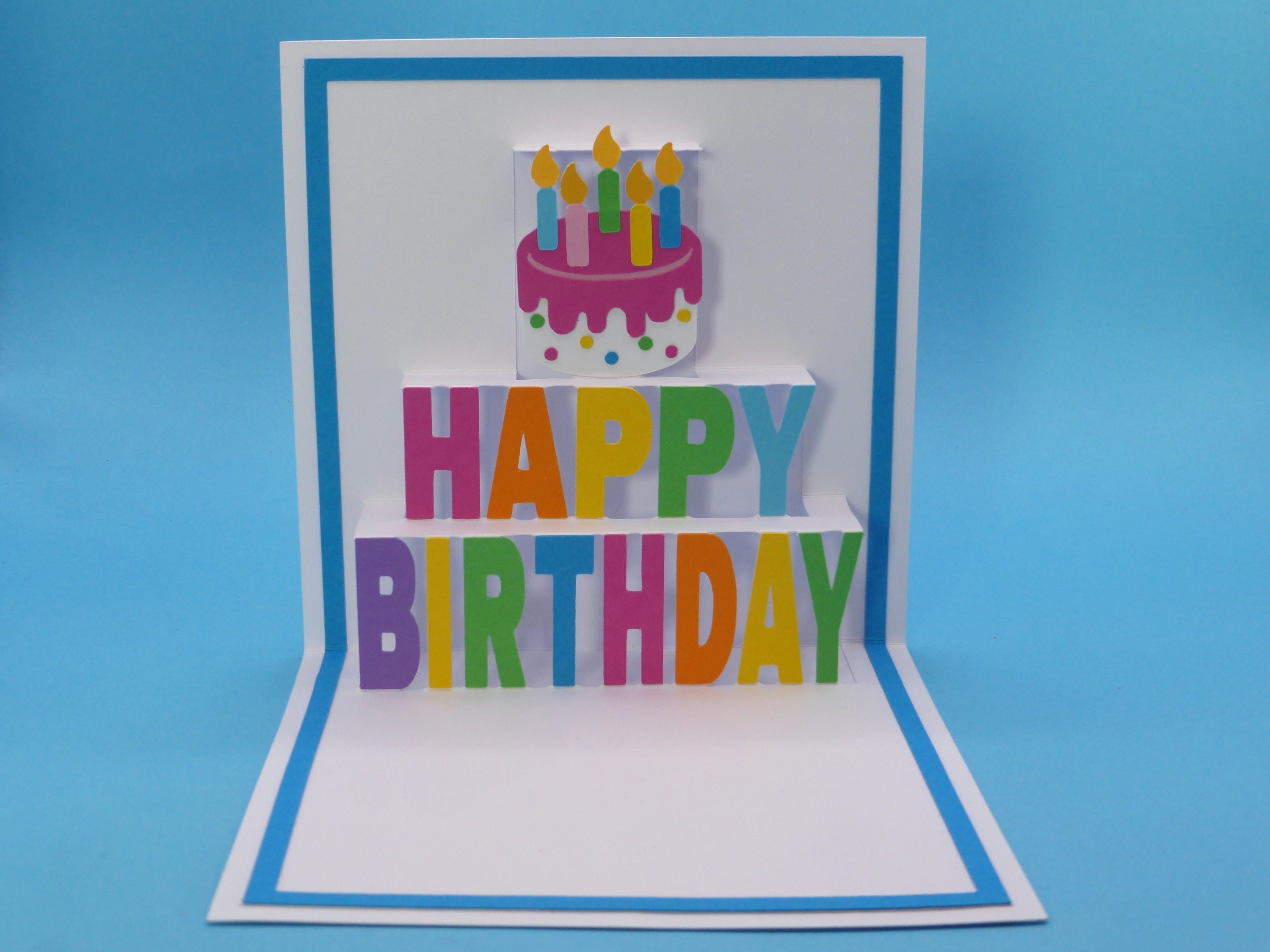 3D Pop up Handmade Birthday Card Featuring a Colourfully Decorated ...