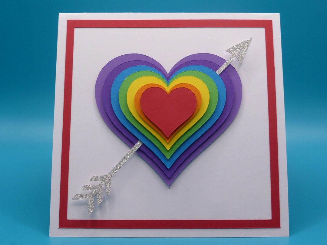 3D Pop up Handmade Valentine's Day Card Featuring a Vibrant Rainbow of ...