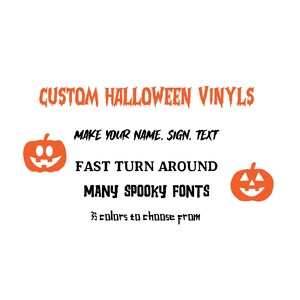Custom Halloween Vinyl Decal. Names Fonts Text Many Colors !! - Etsy