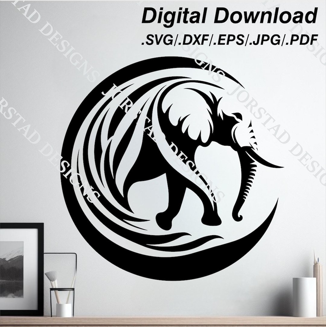 Elephant ,abstract Moon , Inspirational Design, Cuttable Design ...