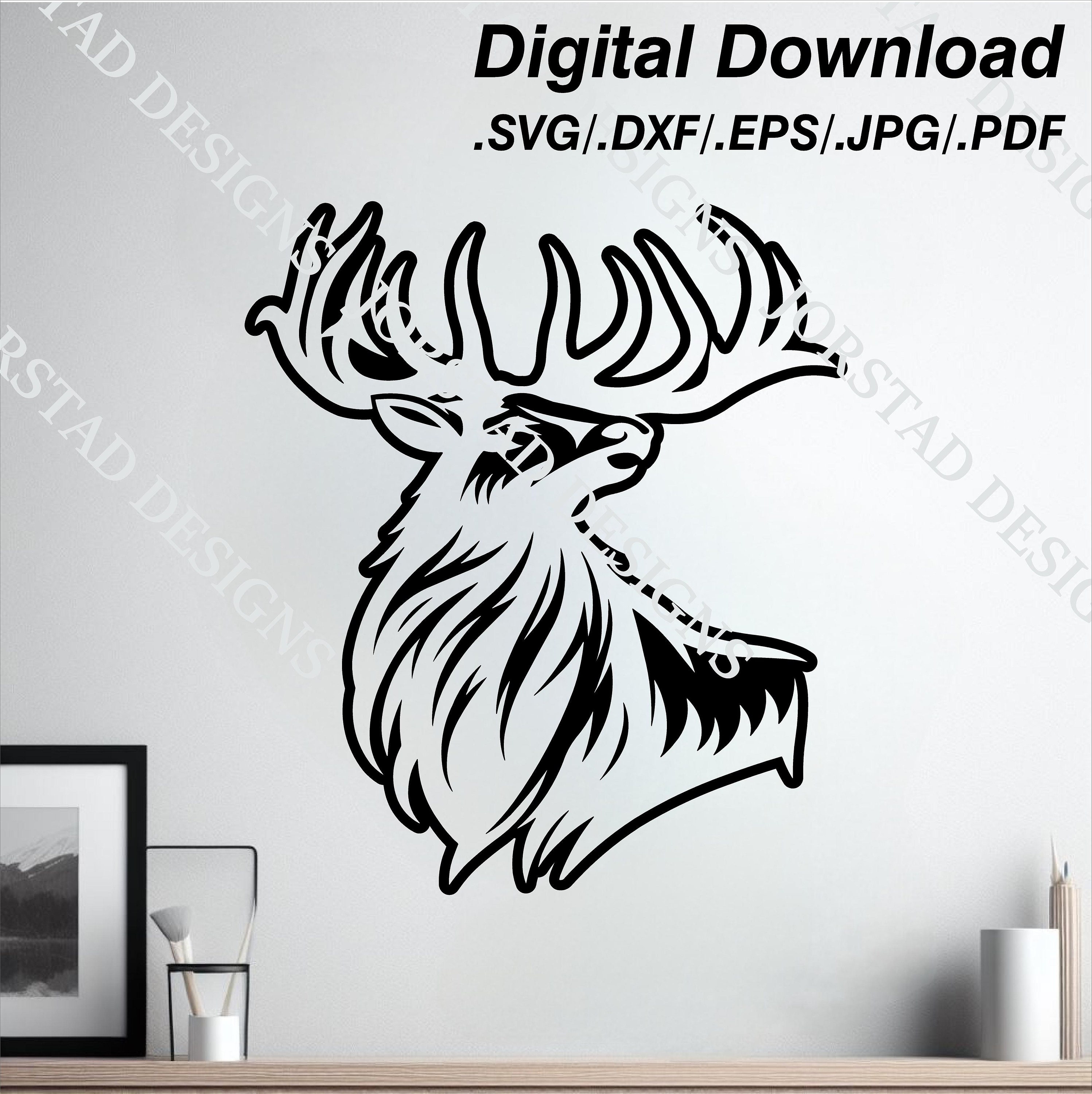 Elk ,abstract Nature , Inspirational Design, Cuttable Design, Digital ...