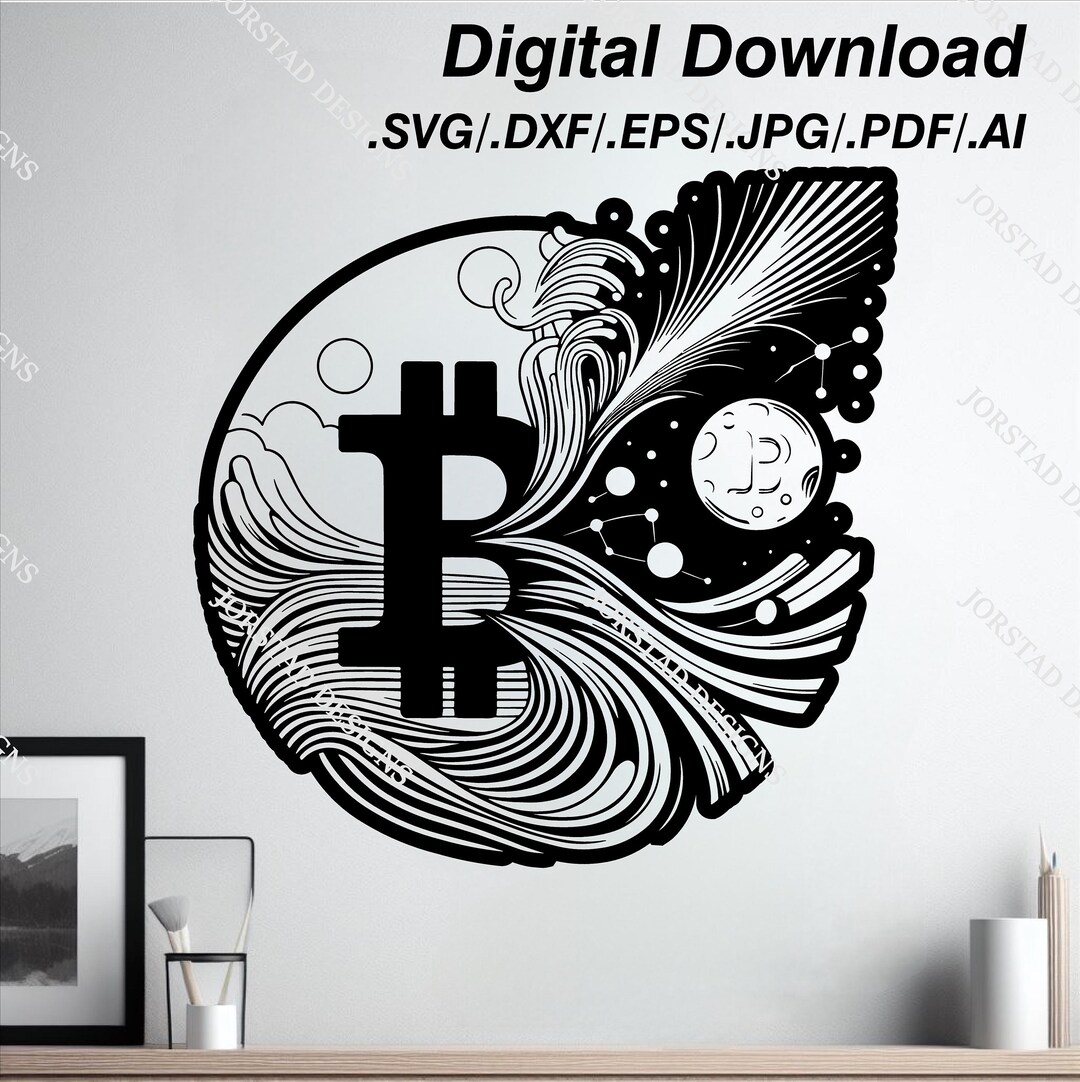 Bitcoin Inspired, Ocean Waves Mixed With Space, Abstract, Cuttable ...