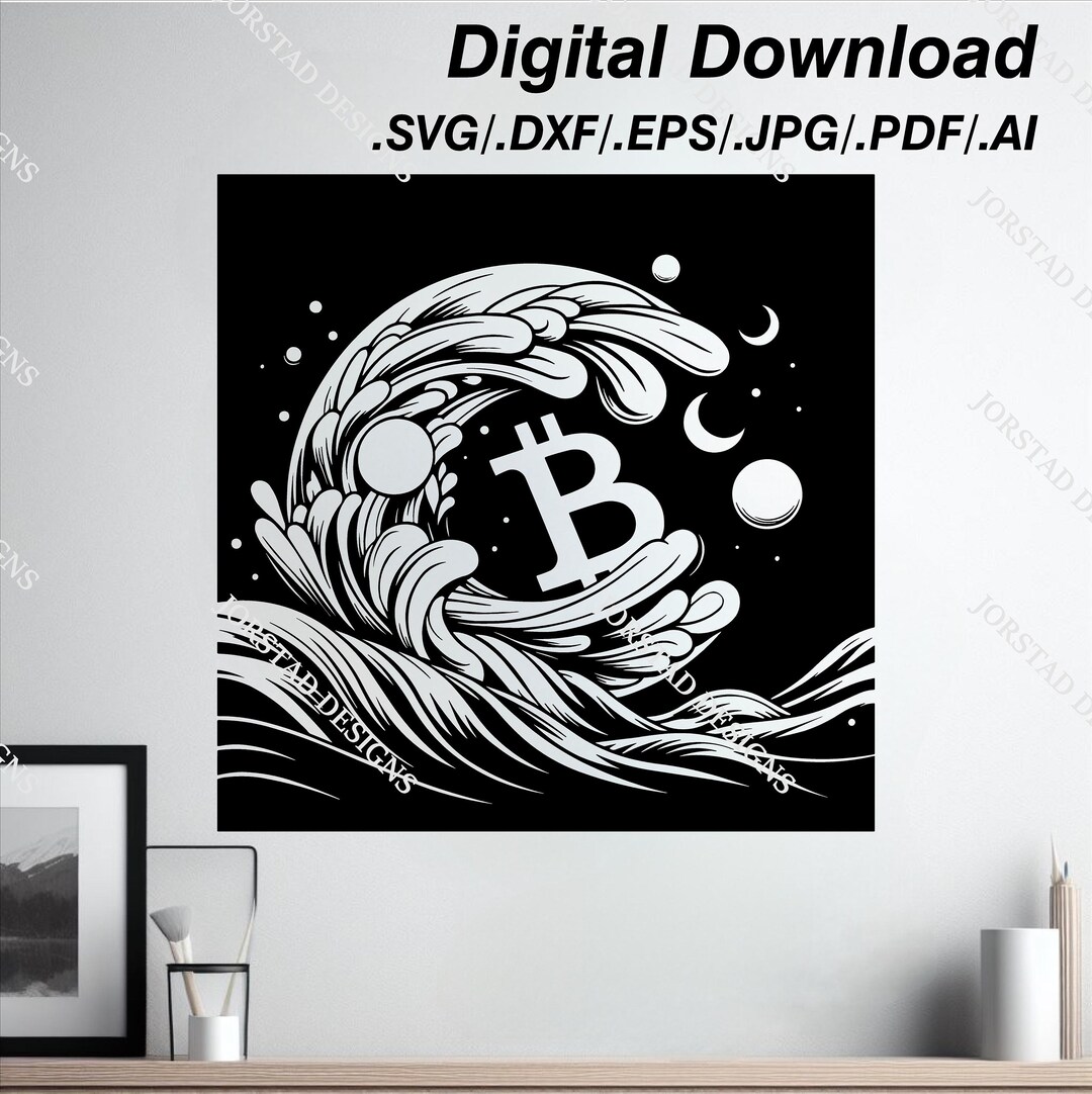 Bitcoin Inspired, Ocean Waves Mixed With Planets, Abstract, Cuttable ...