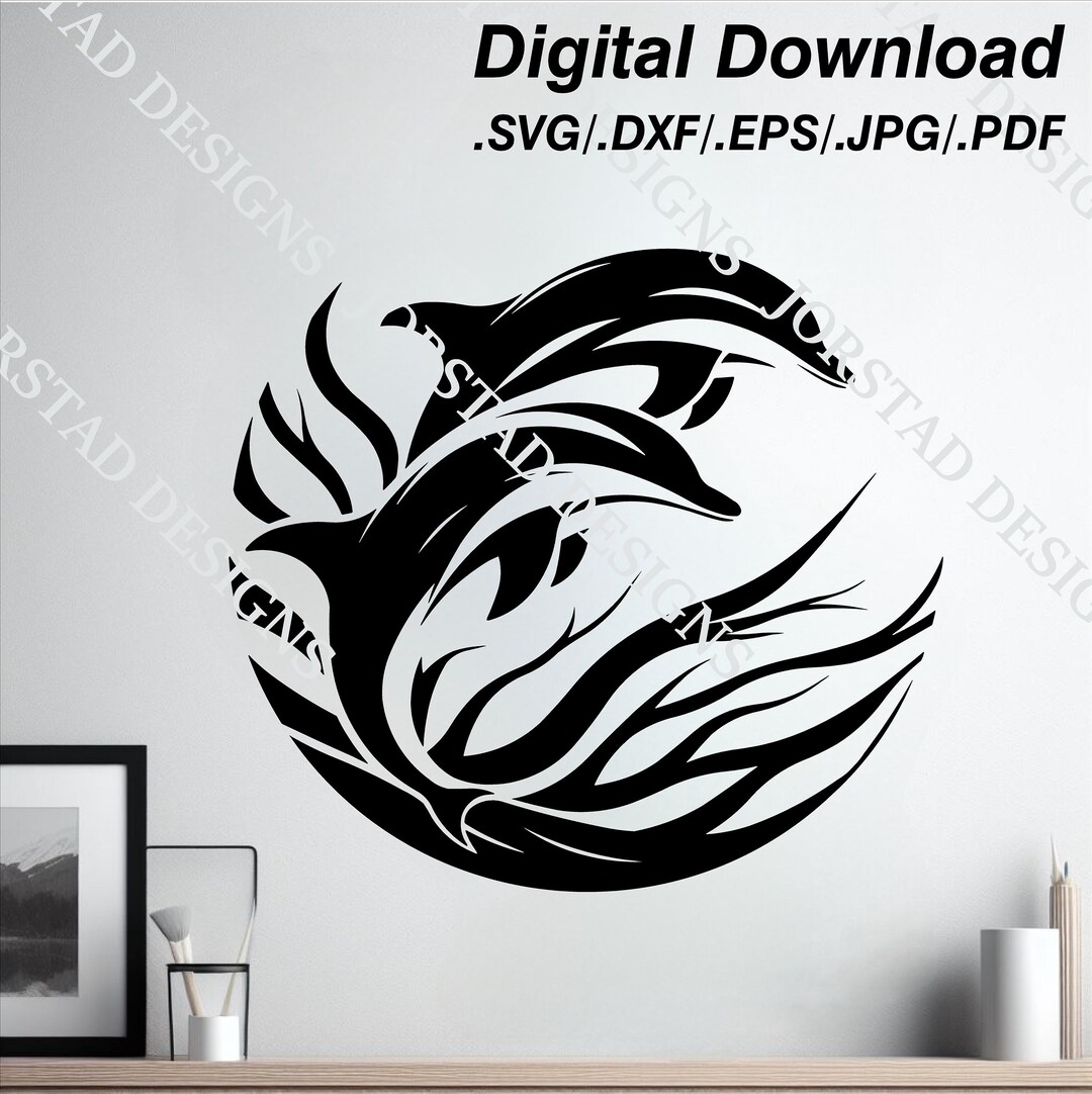 Dolphins Swimming Together ,abstract , Inspirational Design, Cuttable ...