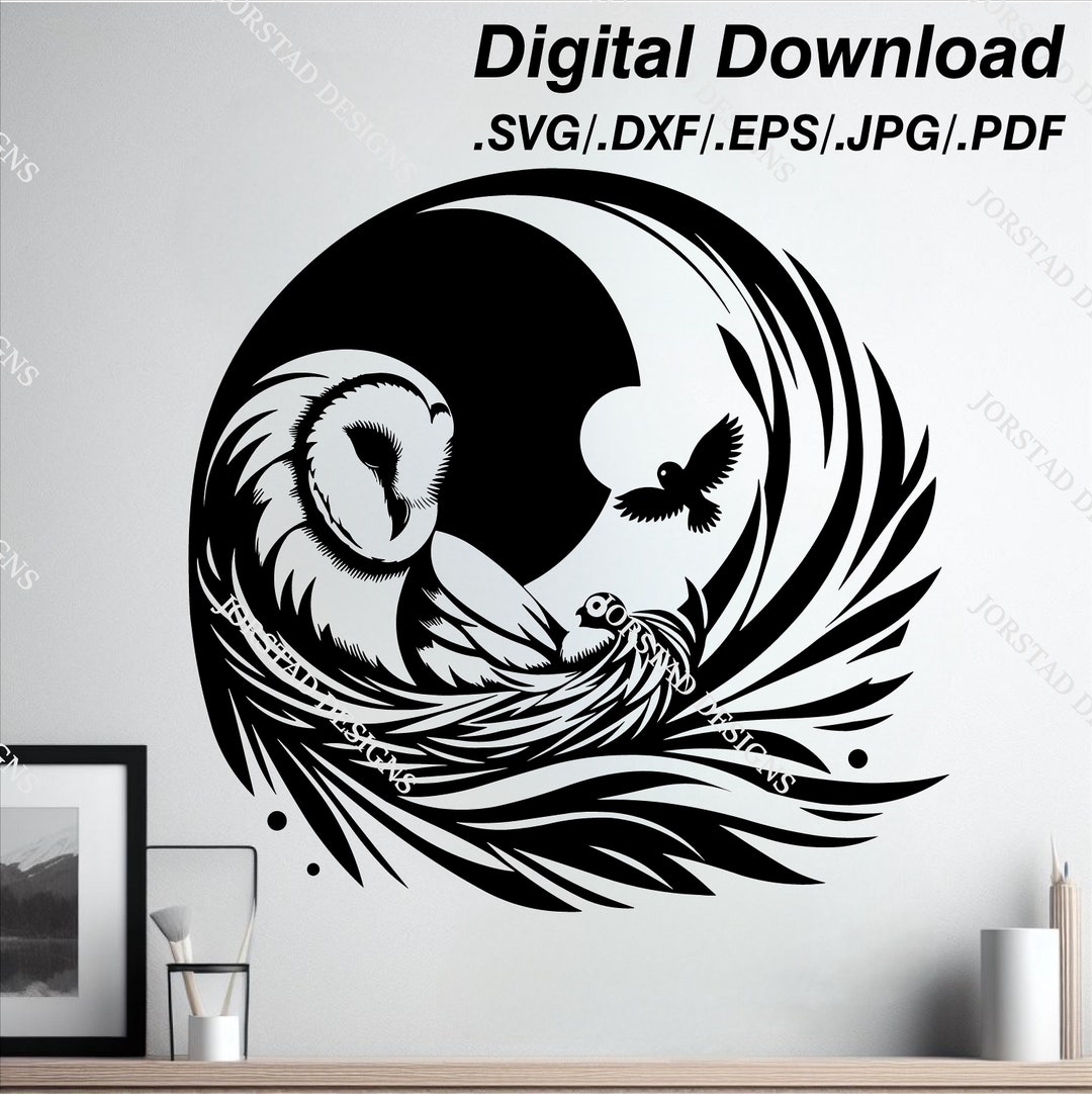 Owl in Its Natural Habitat, Nature Design, Cuttable Design, Digital ...