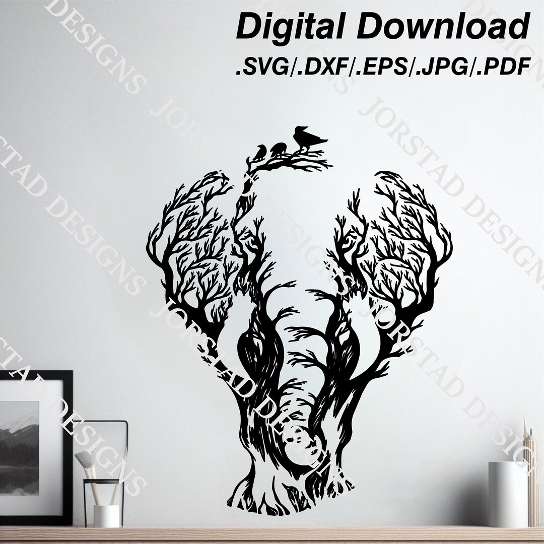 Elephant and Birds, Animal Tree, Inspirational Design, Cuttable Design ...