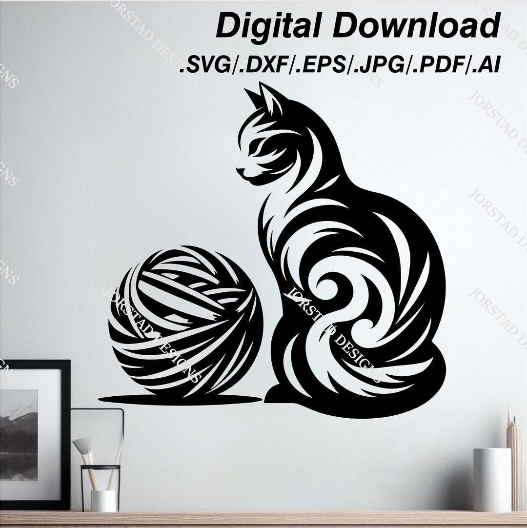 Cat Relaxing, Free Flow Cat Design, Cuttable Design, Digital Download ...