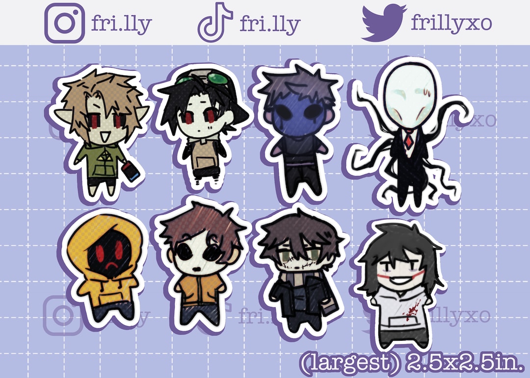 Creepypasta Stickers: Eyeless Jack, Slenderman, Jeff the Killer, Ben ...