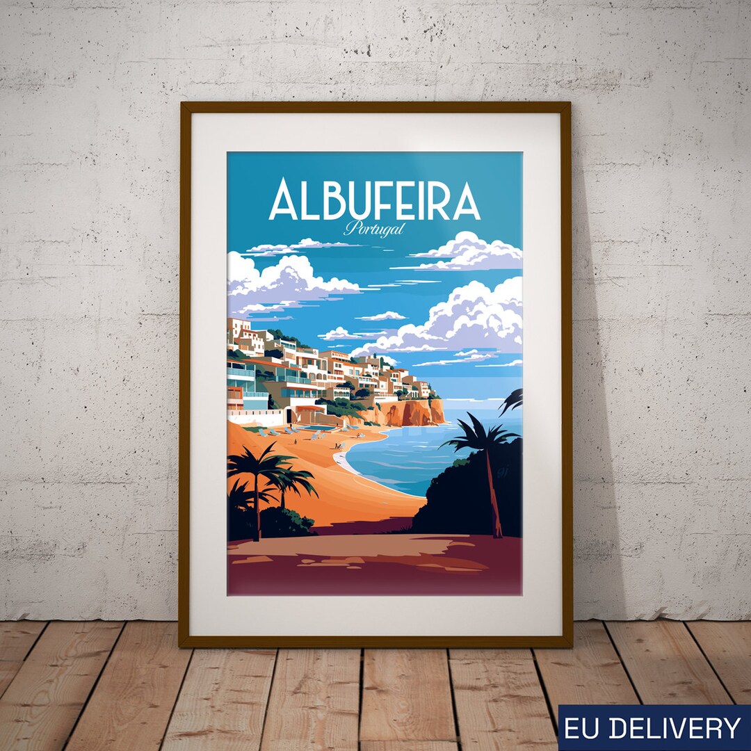 Albufeira Portugal Print Portuguese Coast Travel Poster - Etsy